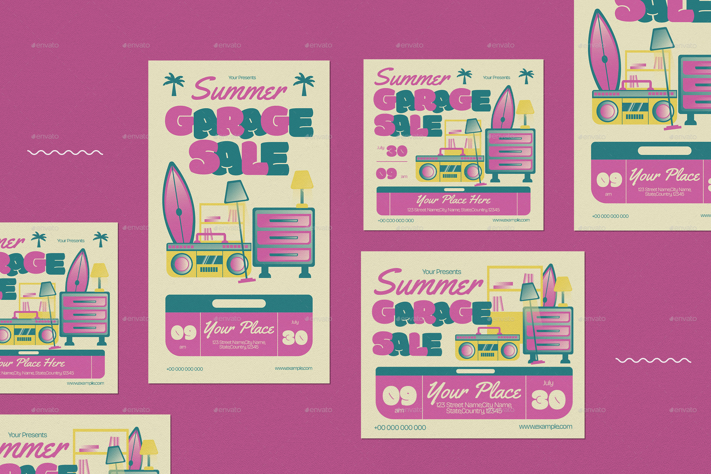 Cream Risograph Summer Garage Sale Flyer Set, Print Templates ...