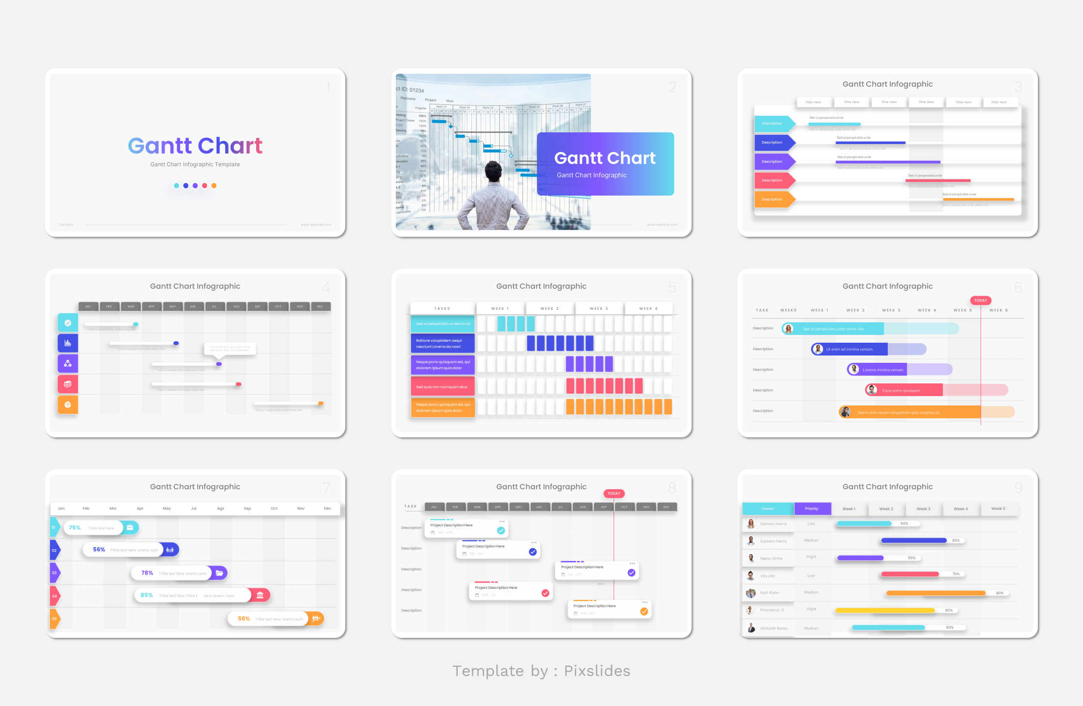Gantt Chart Infographic Keynote Presentation Template, Presentation ...