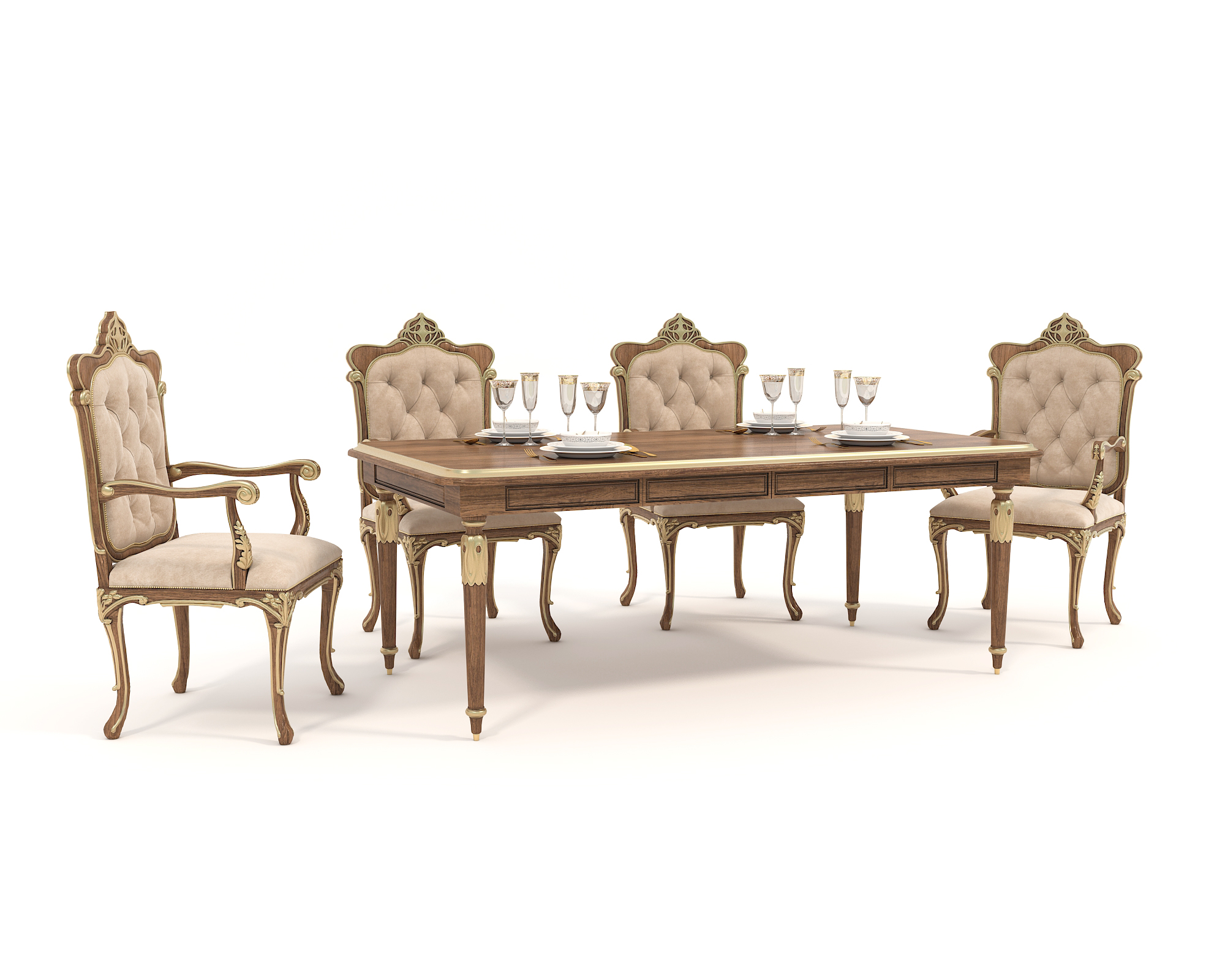 European style Dining Table and Chairs 11 by nhattuankts | 3DOcean