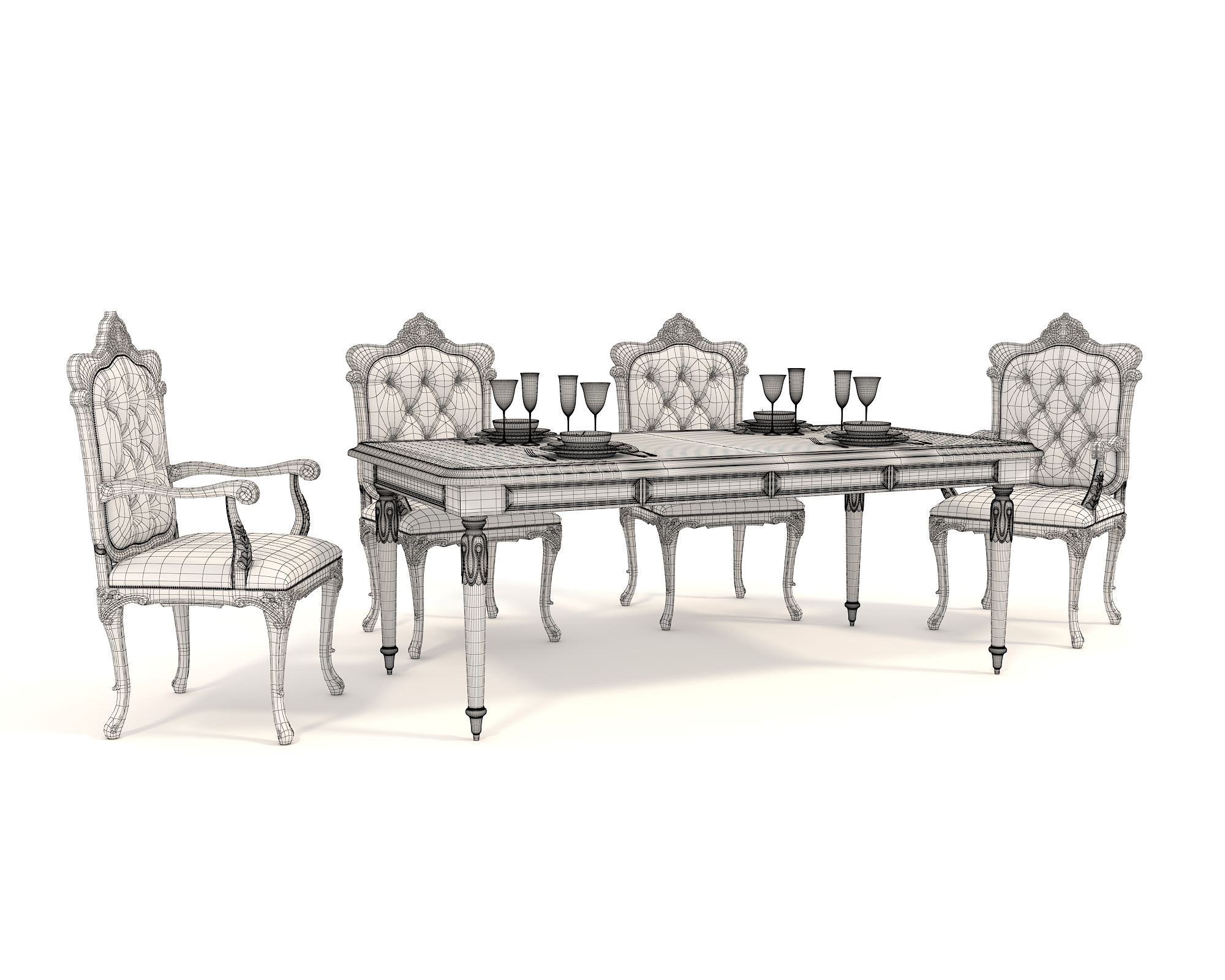 European style Dining Table and Chairs 11 by nhattuankts | 3DOcean