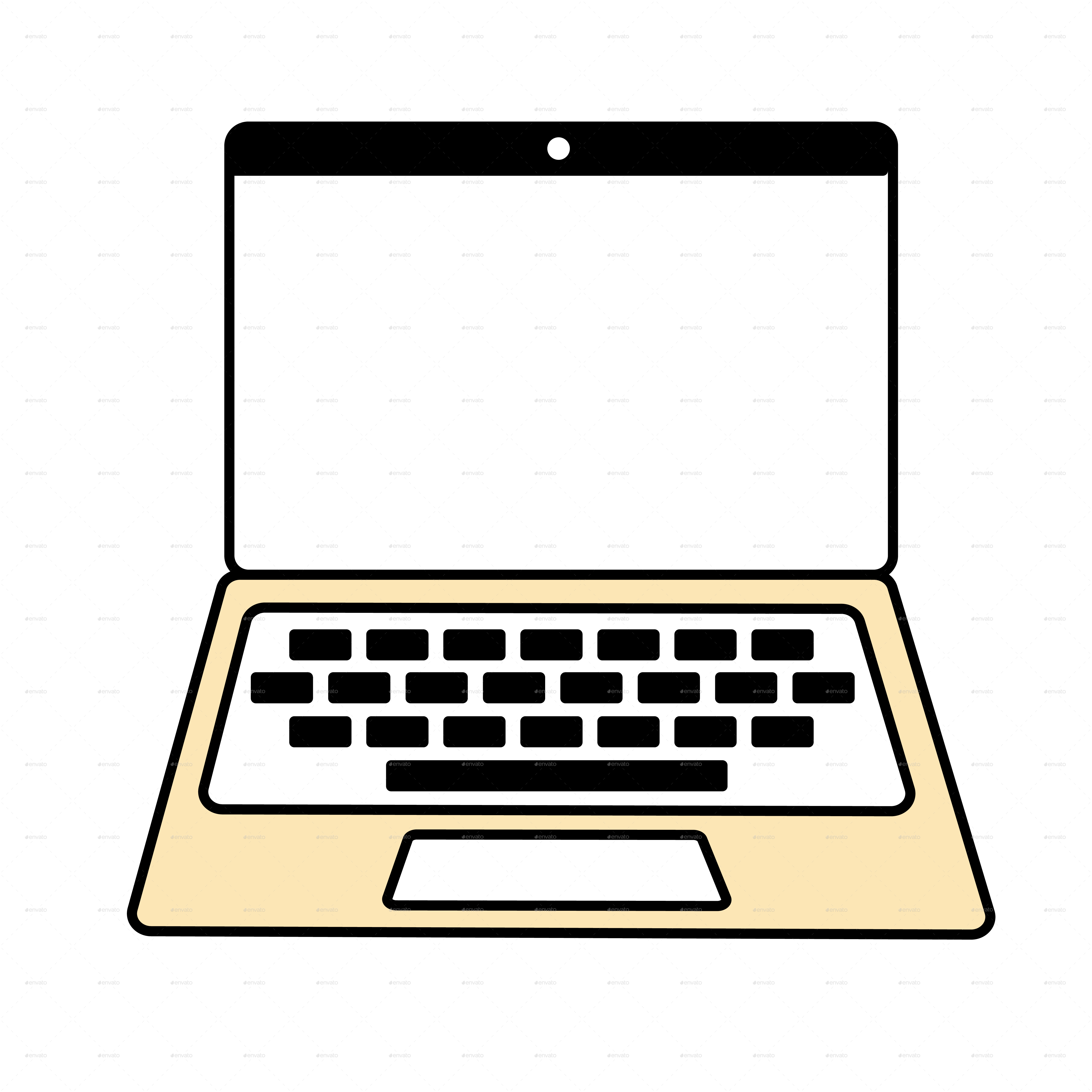 Blue Yellow Outline Office Element Pack, Graphics | GraphicRiver