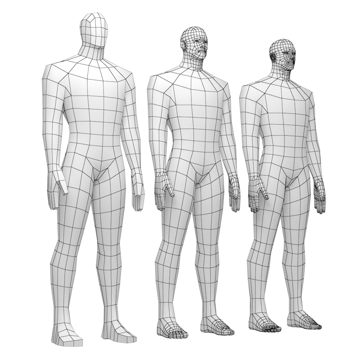 Hero Male in Rest Pose in 3 Topologies by valeriik | 3DOcean
