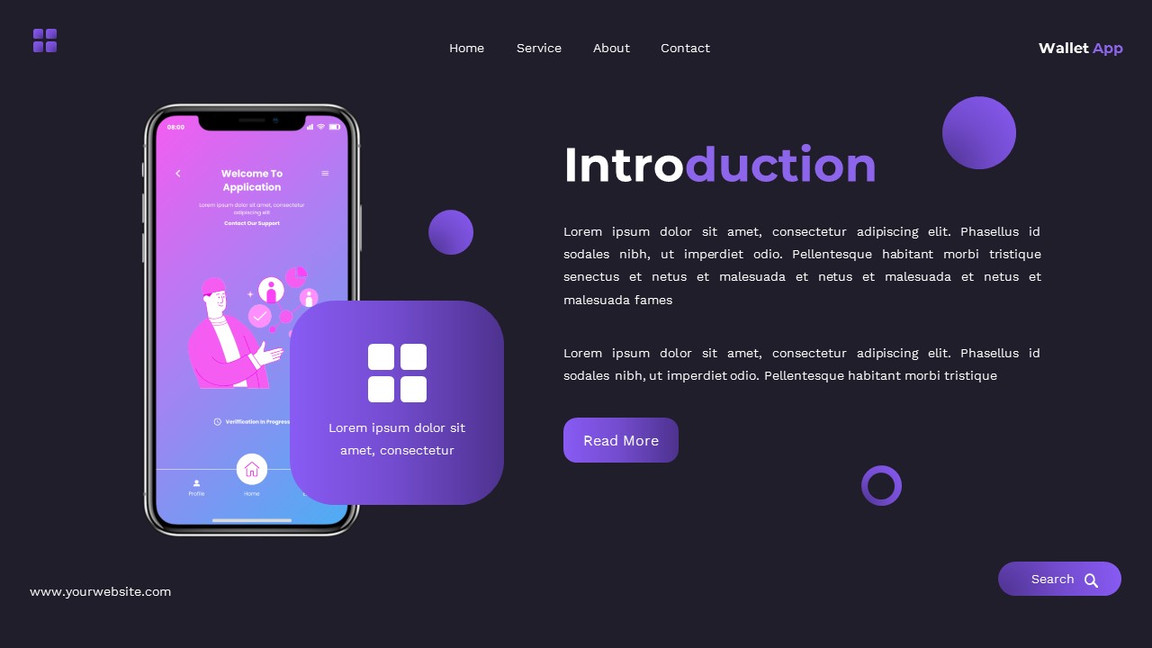 Wallet App - Mobile App Google Slide Templates, Presentation Templates