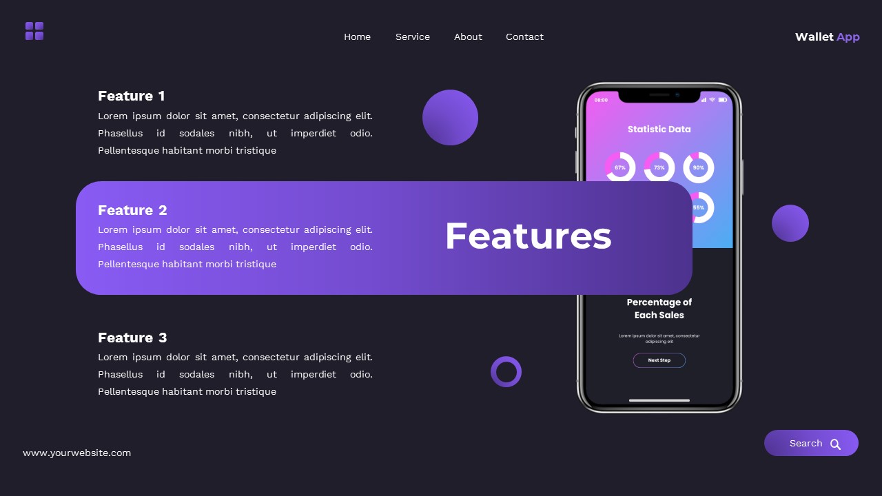 Wallet App - Mobile App Google Slide Templates, Presentation Templates