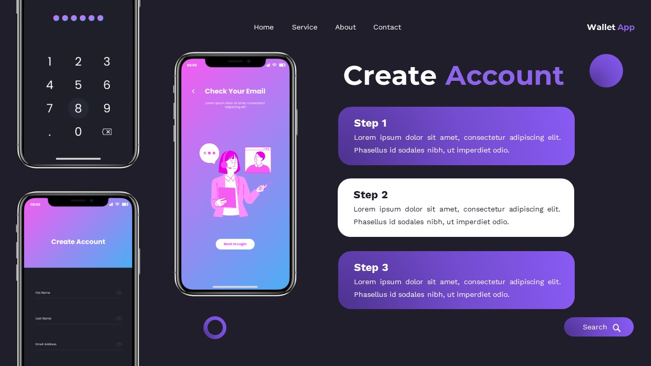 Wallet App - Mobile App Google Slide Templates, Presentation Templates