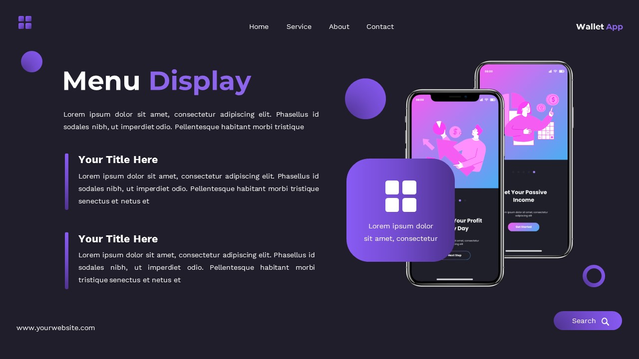 Wallet App - Mobile App Google Slide Templates, Presentation Templates