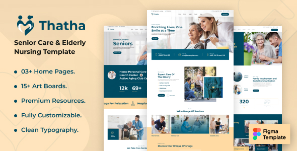 Thatha - Elderly Home, Senior Nursing Care Figma Template by BuddhaThemes