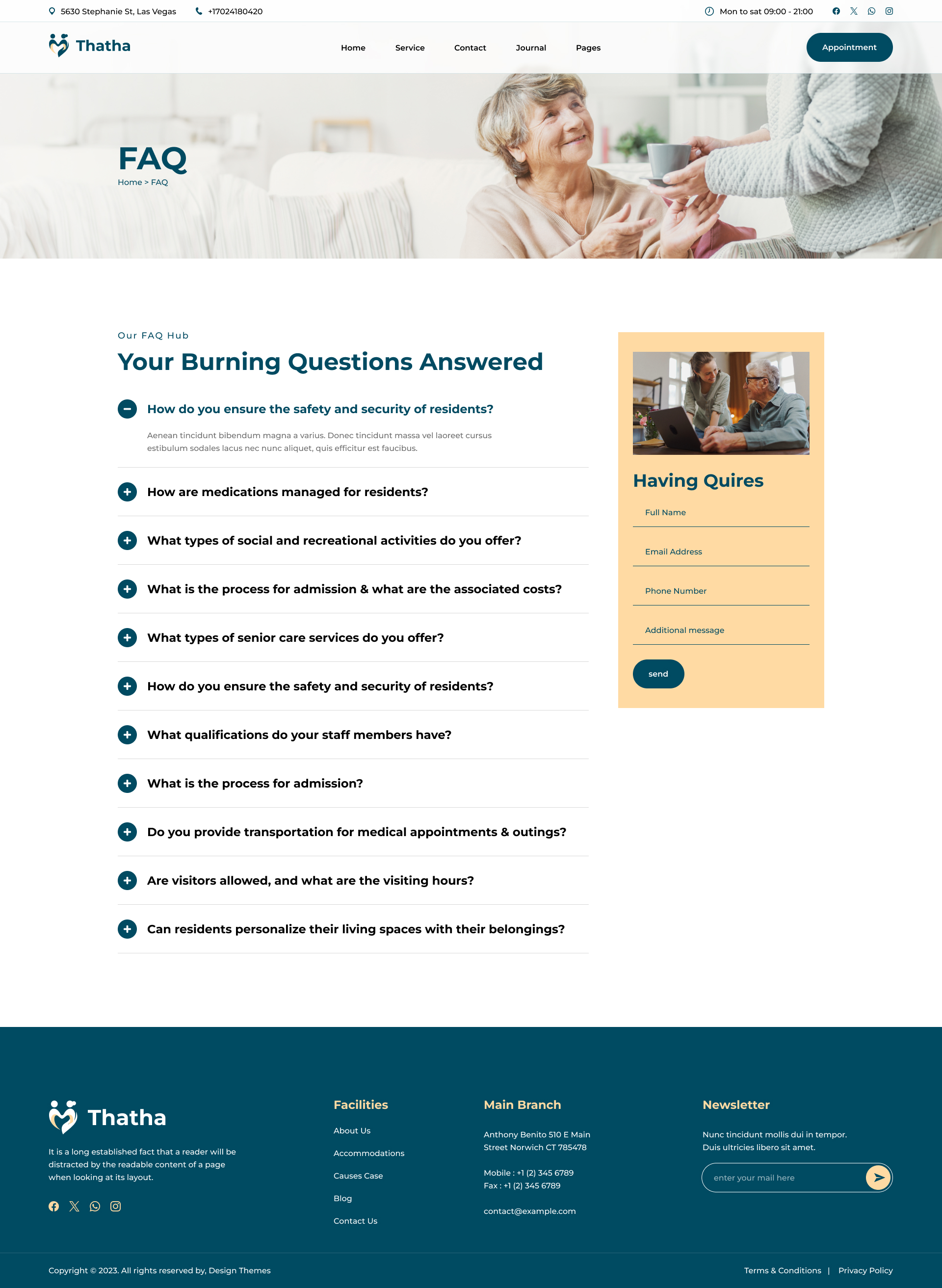 Thatha - Elderly Home, Senior Nursing Care Figma Template by BuddhaThemes