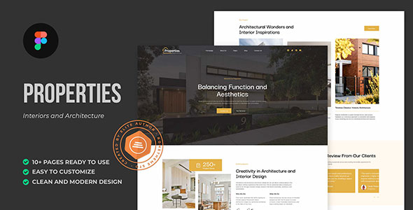 Properties - Interiors and Architecture Figma Template by Rometheme