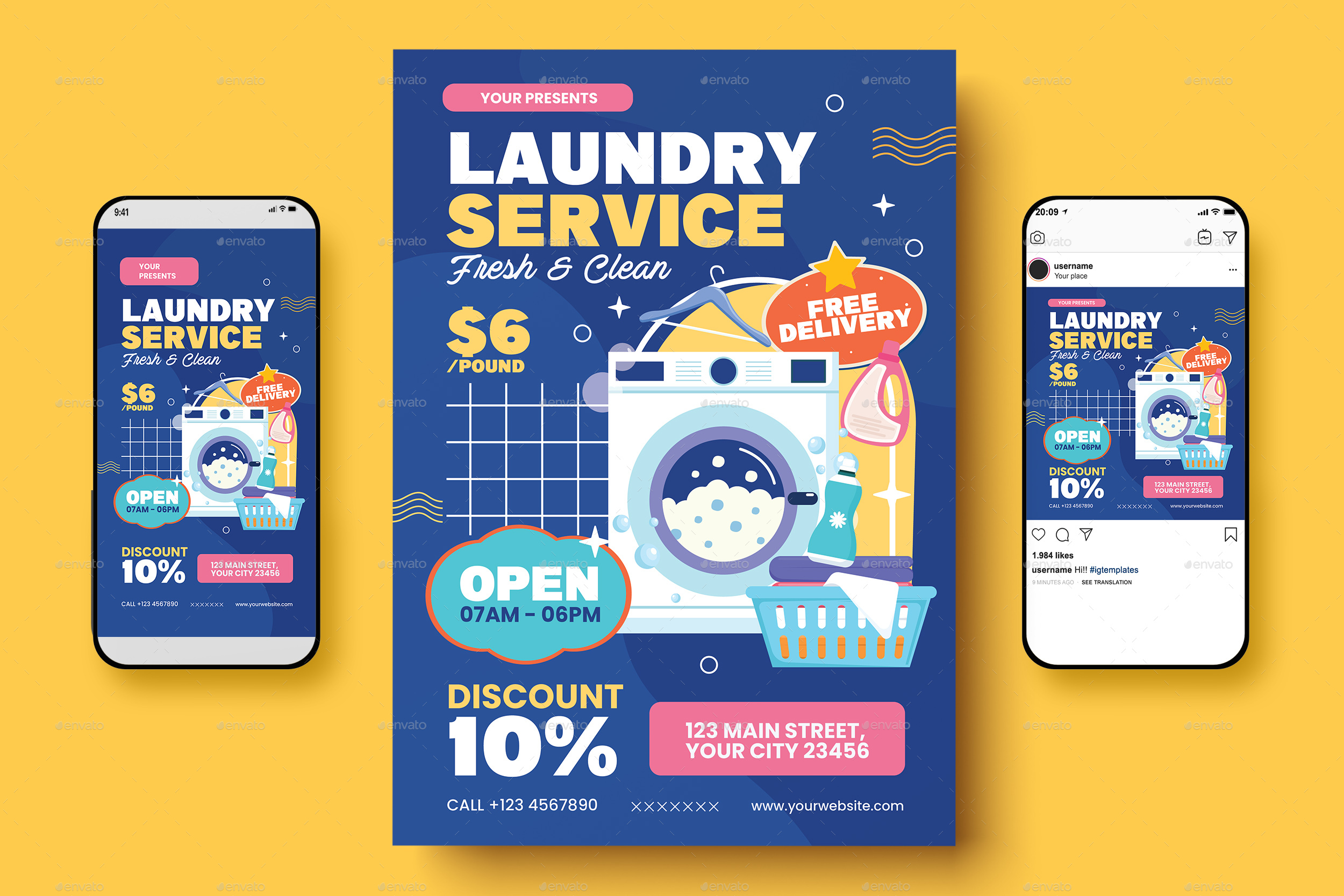 Laundry Service Flyer, Print Templates | GraphicRiver