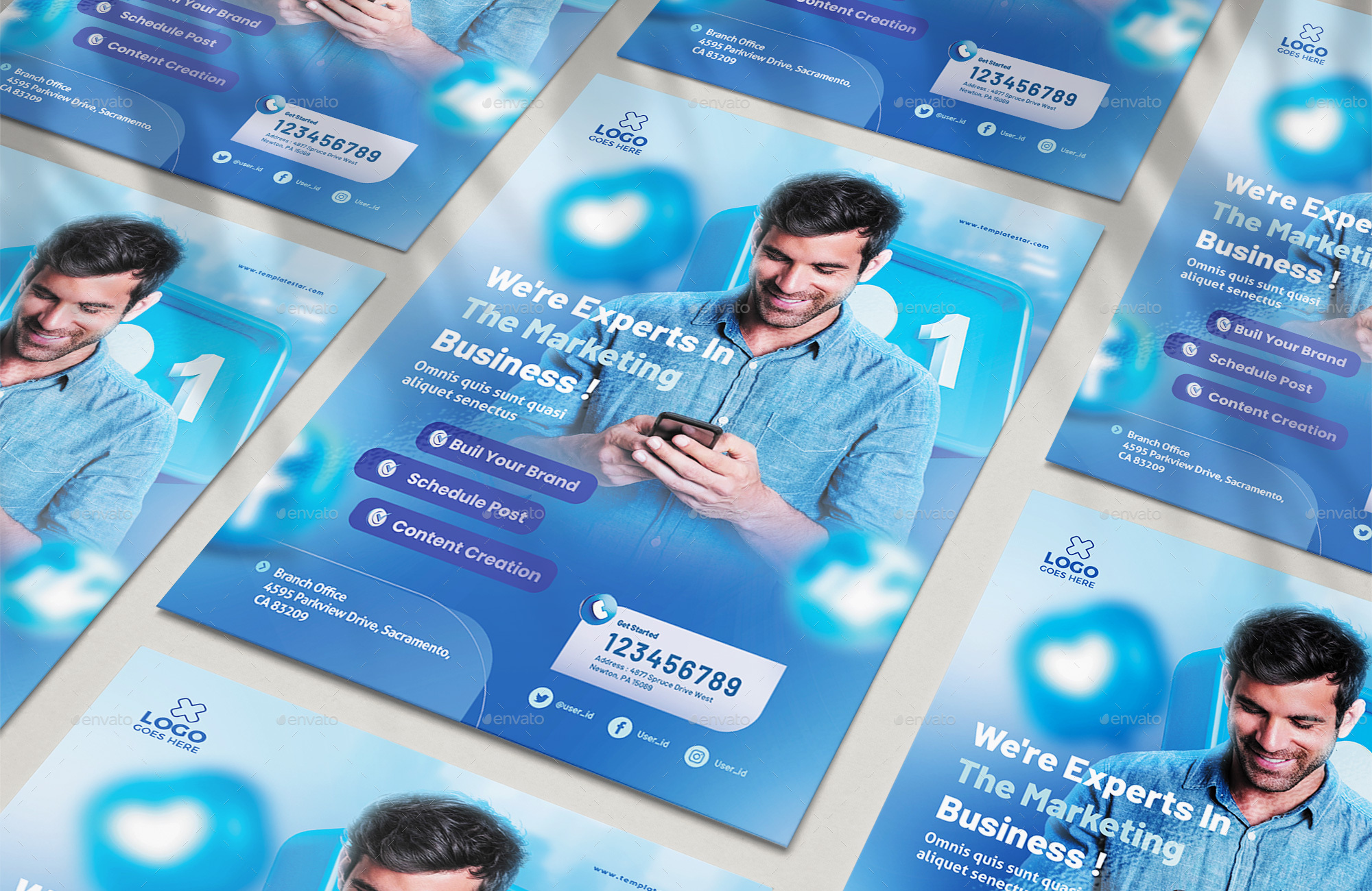 Social Media Marketing Experts Agency Flyer Templates, Print Templates
