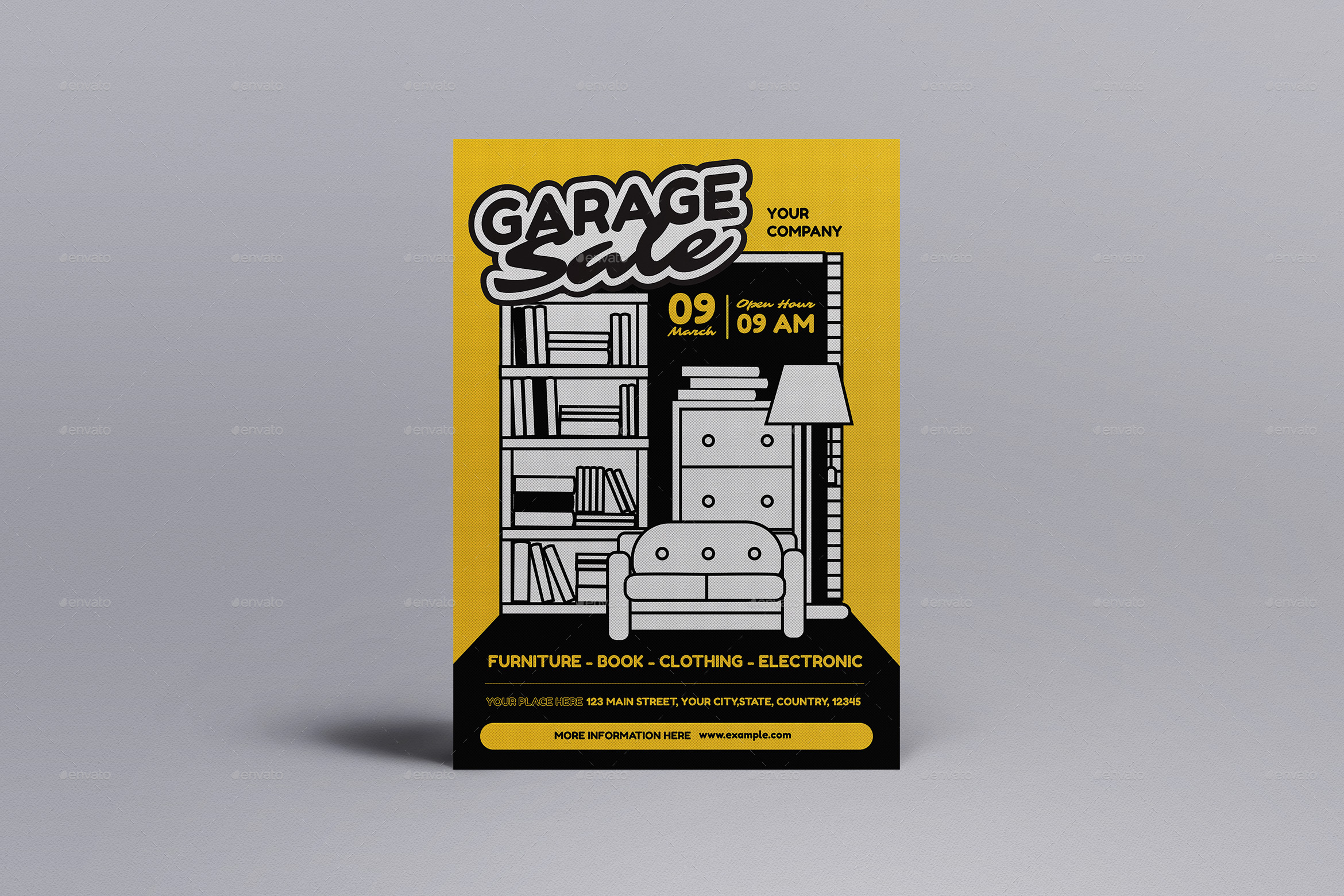 Yellow Flat Design Summer Garage Sale Flyer Set, Print Templates ...
