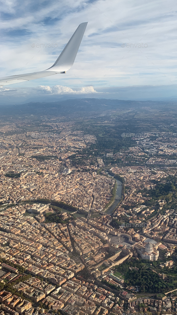 Rome and Vatican city viewed from an airplane. Rome, Italy Stock Photo ...