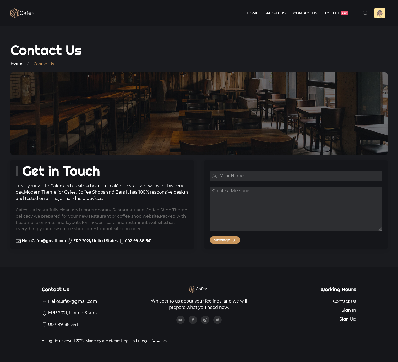 Cafex - Restaurants & Cafes Shop Script Theme by Meteros | CodeCanyon