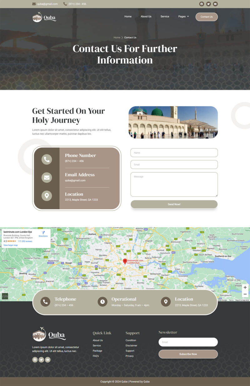 Quba - Hajj & Umrah Travel Tour Elementor Template Kit by flawlessandco_