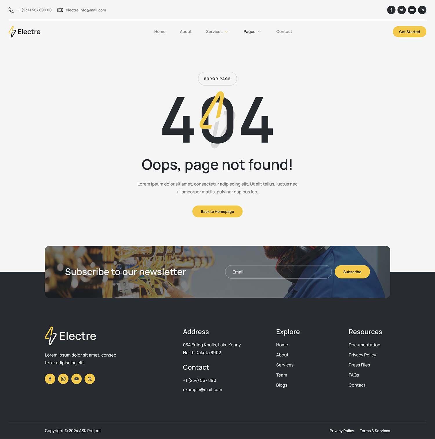 Electre - Electrician & Electrical Services Elementor Template Kit by askproject