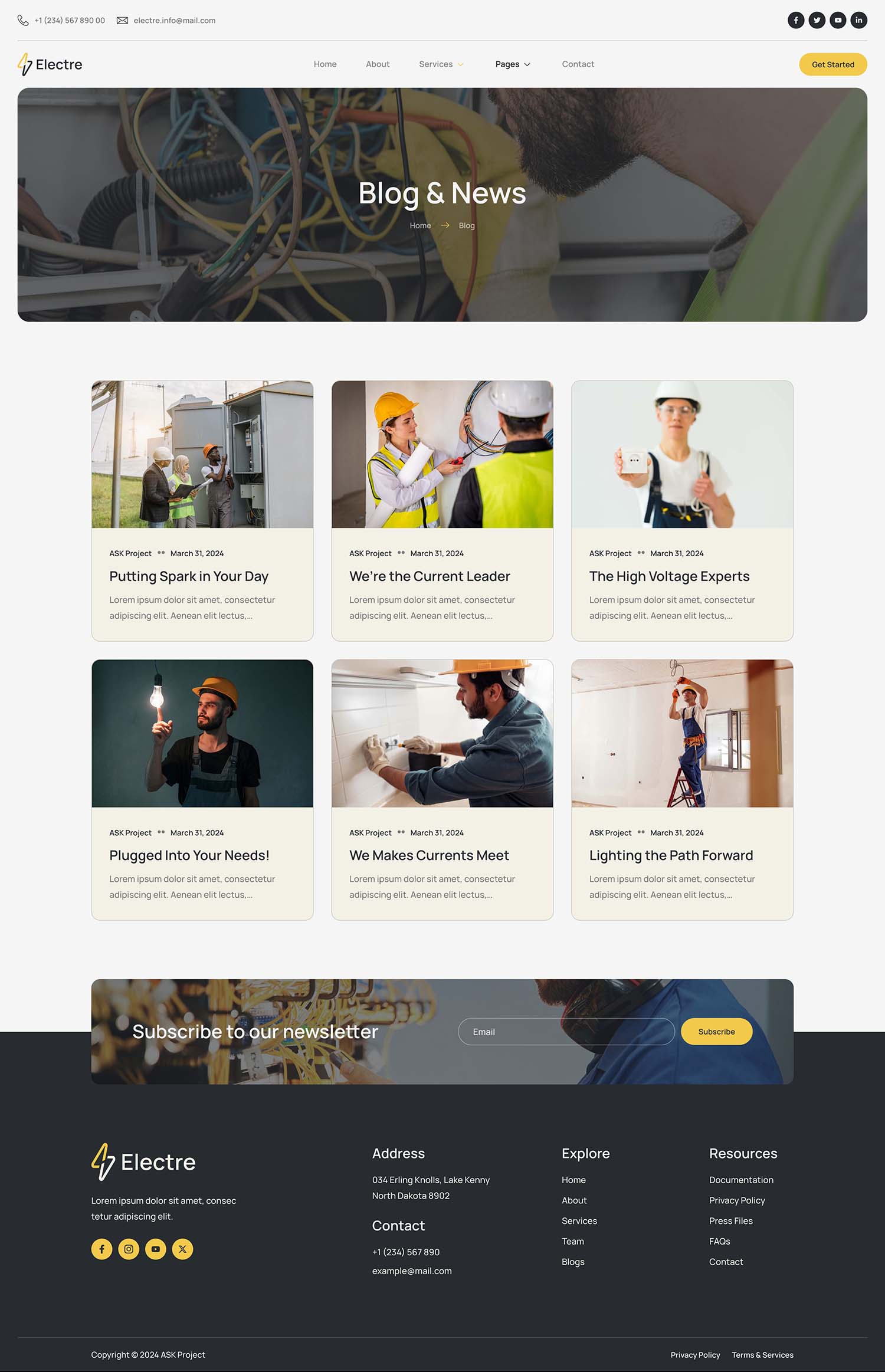 Electre - Electrician & Electrical Services Elementor Template Kit by ...