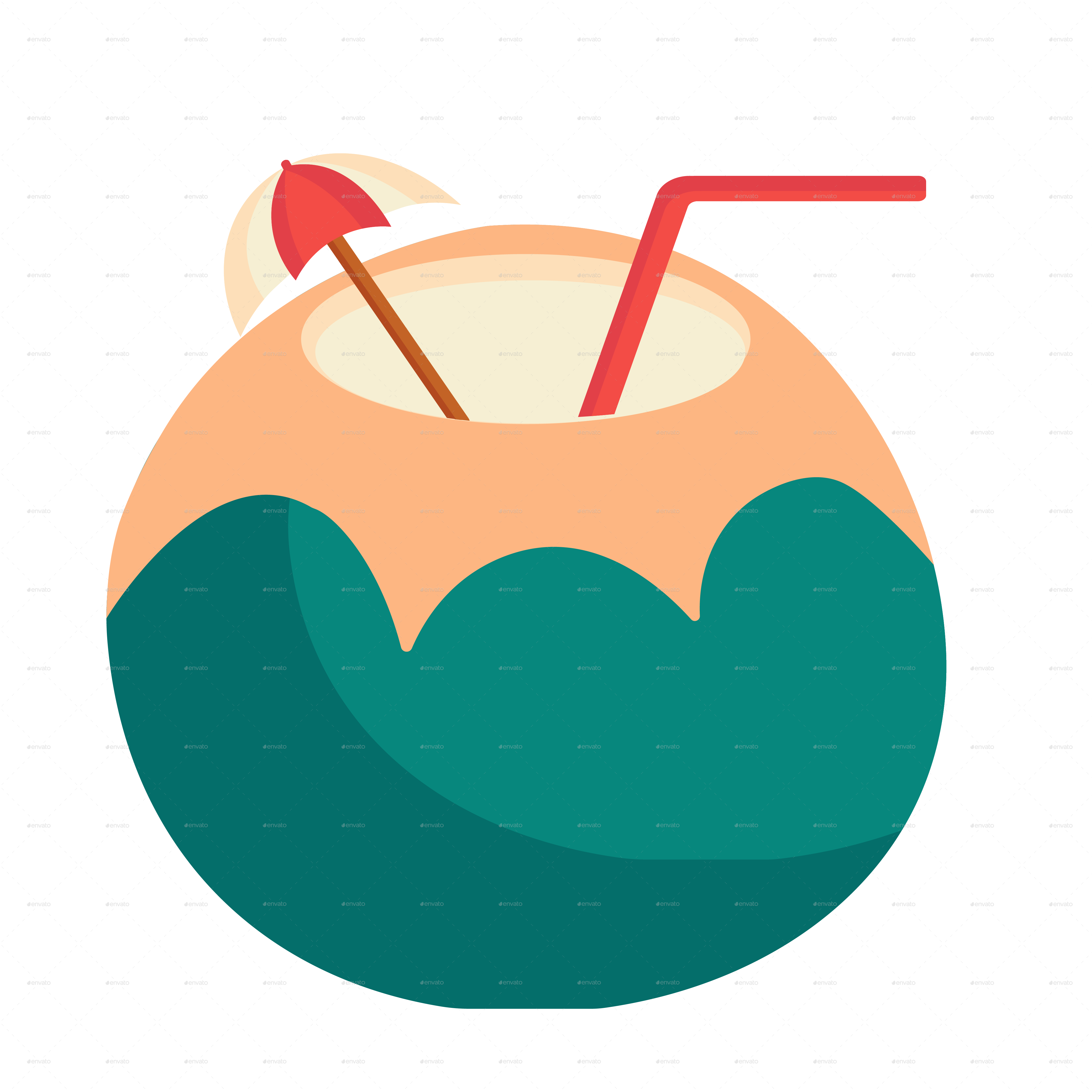 Orange Red Flat Summer Object Element Pack, Graphics | GraphicRiver