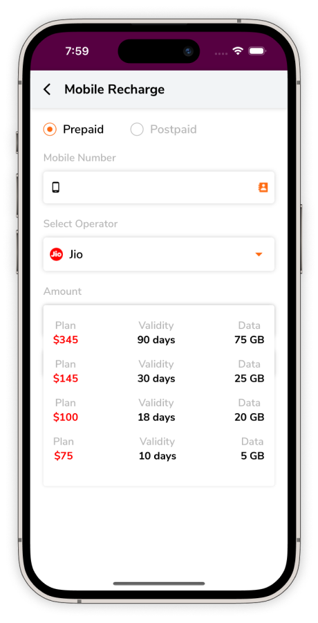 Online Recharge Ticket Booking & Bill Payment App Template in React ...