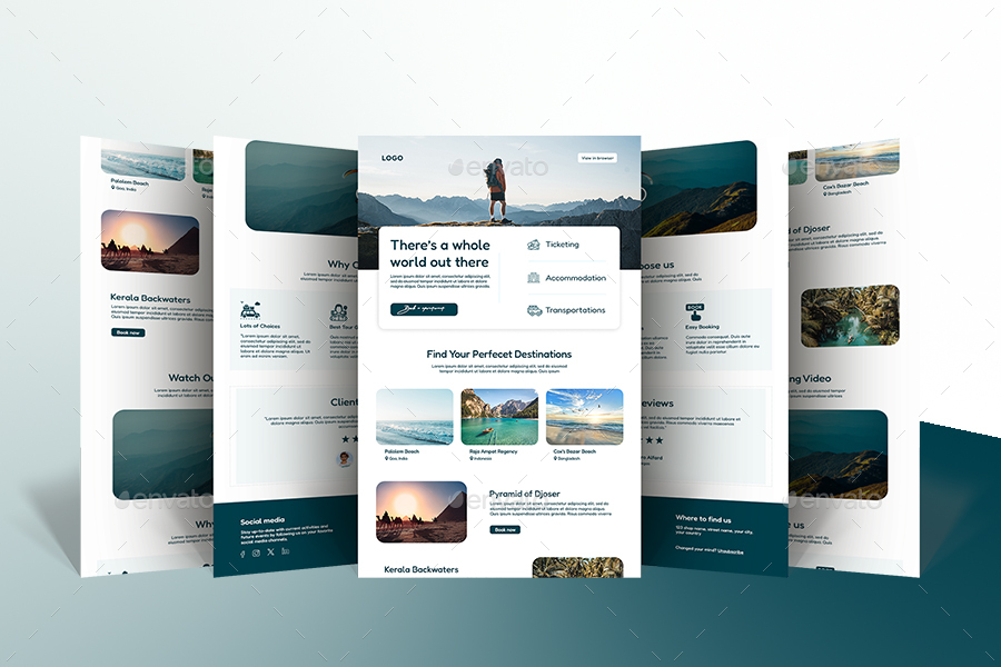 Travel Agency Email Newsletter PSD Template, Web Elements | GraphicRiver