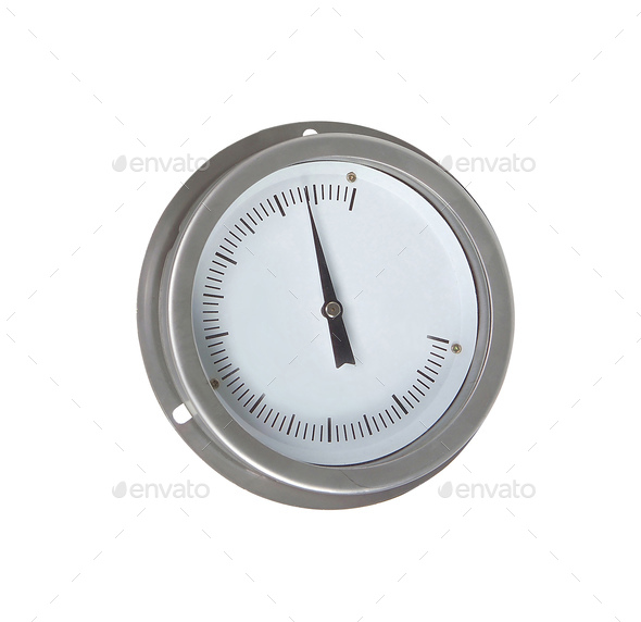 Metal analogue barometer isolated Stock Photo by photobalance | PhotoDune