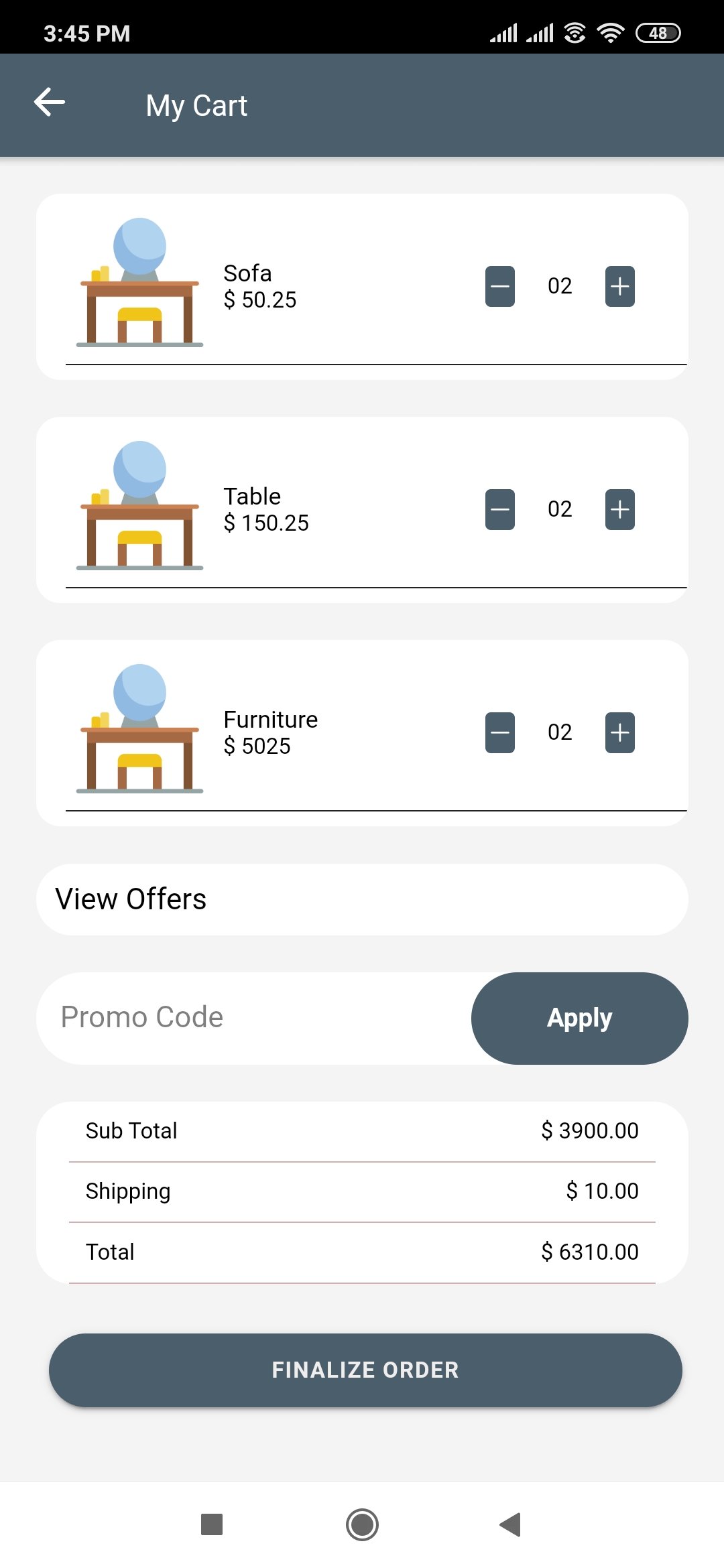 Ionic Furniture App UI Template (Ecommerce app UI) by k29solutions