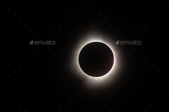 Total solar eclipse with a bright light eclipse in a dark space Stock ...