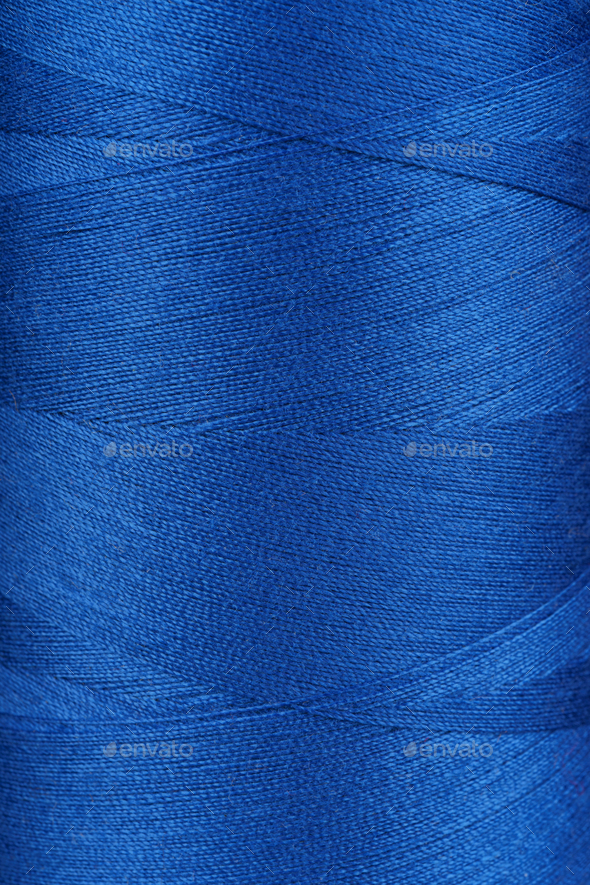 Texture Of Blue Color Threads In Spool Close Up, Macro Stock Photo by ...