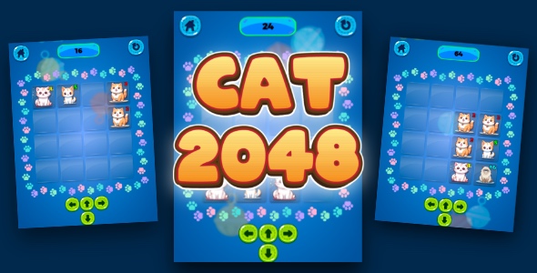Cat 2048 - Cross Platform Puzzle Game by raizensoft | CodeCanyon