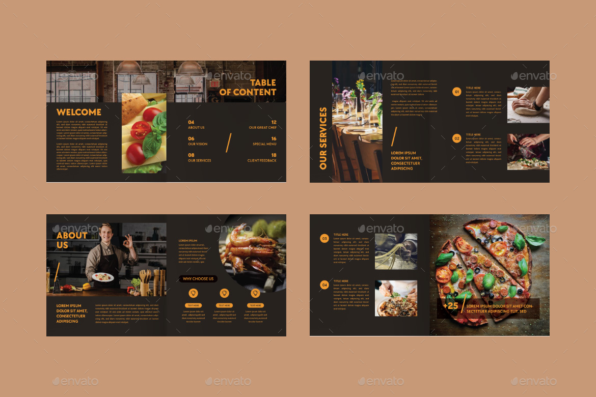 Square Restaurant Menu Brochure, Print Templates | GraphicRiver