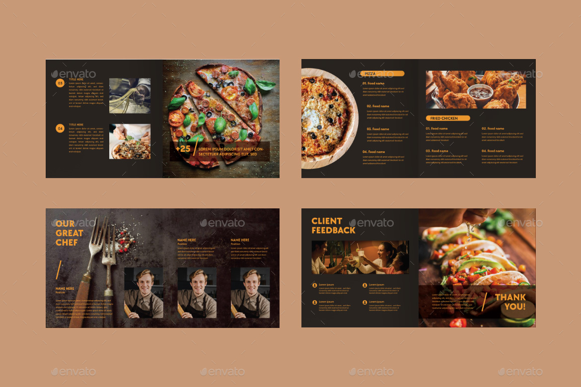 Square Restaurant Menu Brochure, Print Templates | GraphicRiver