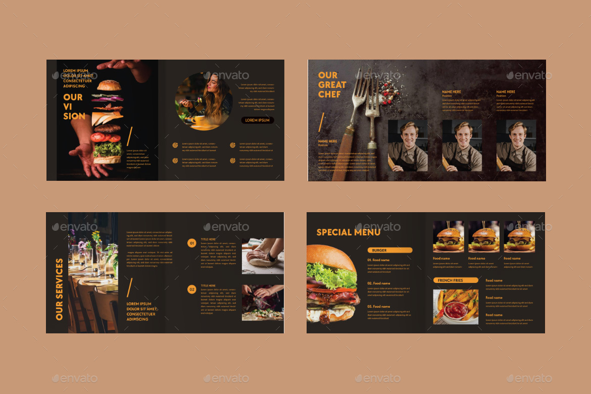 Square Restaurant Menu Brochure, Print Templates | GraphicRiver