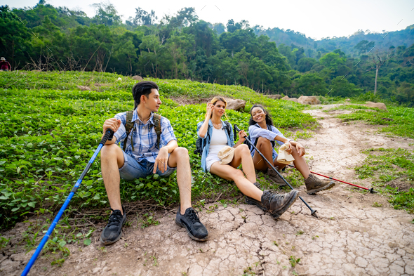 Hiking outdoor activities with friends Stock Photo by FoToArtist_1