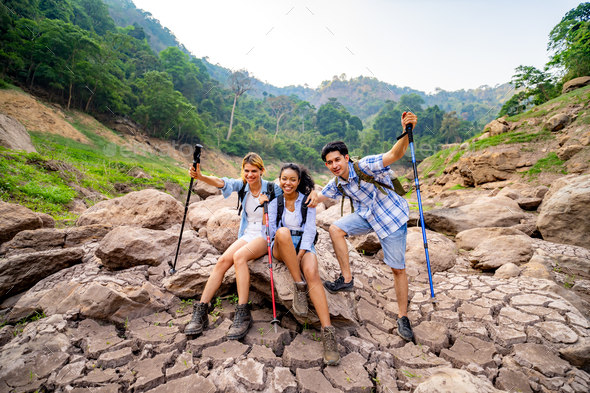 Hiking outdoor activities with friends Stock Photo by FoToArtist_1