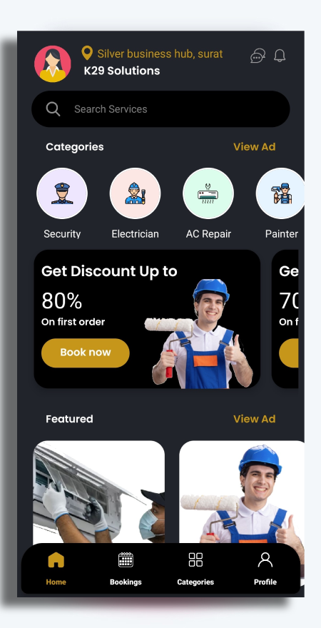 HandyPro - Home Service Booking App UI Kit - react native by k29solutions