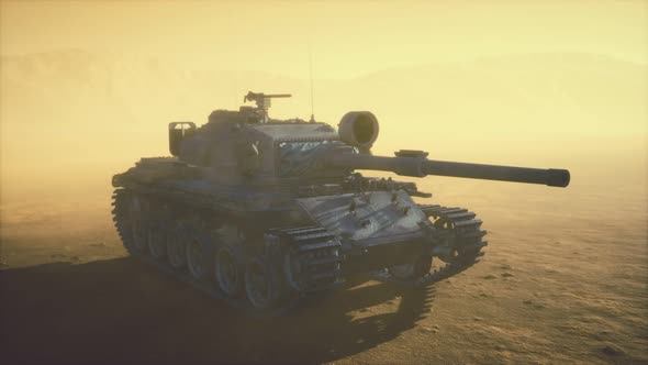World War II Tank in Desert in Sand Storm, Motion Graphics | VideoHive