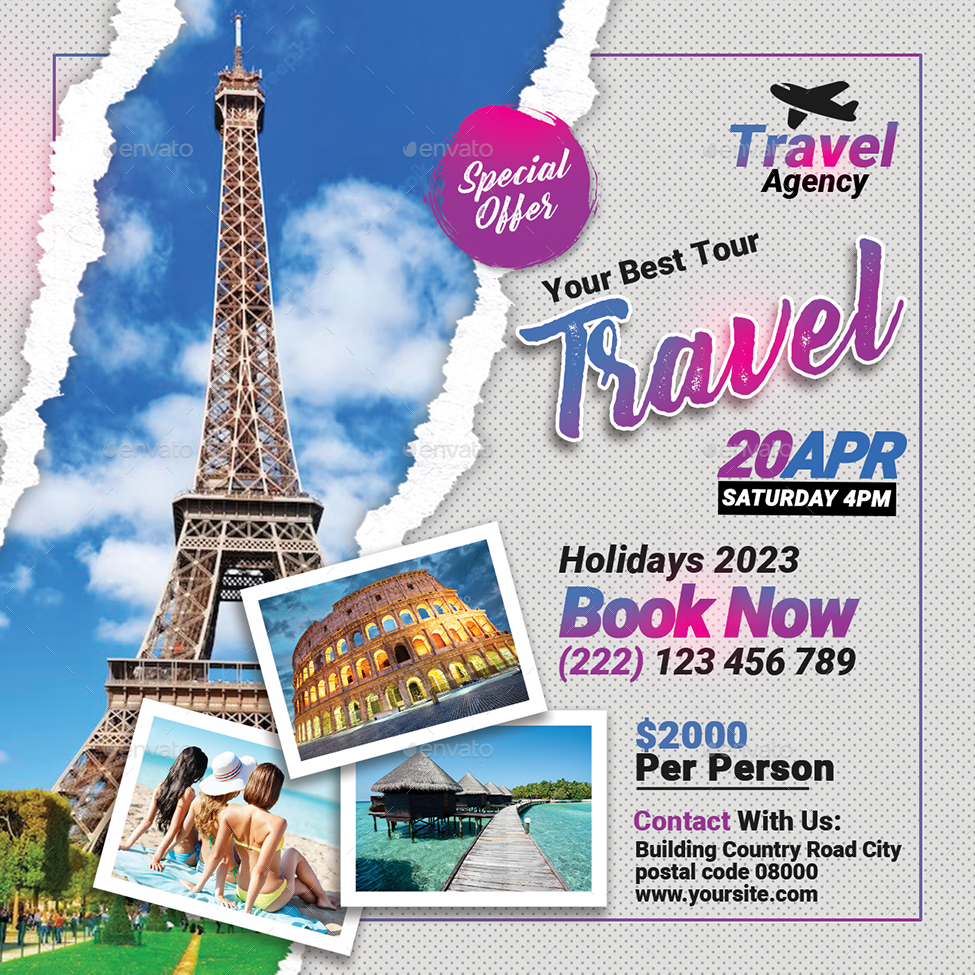 Tour Vocation Flyers Bundle, Print Templates | GraphicRiver