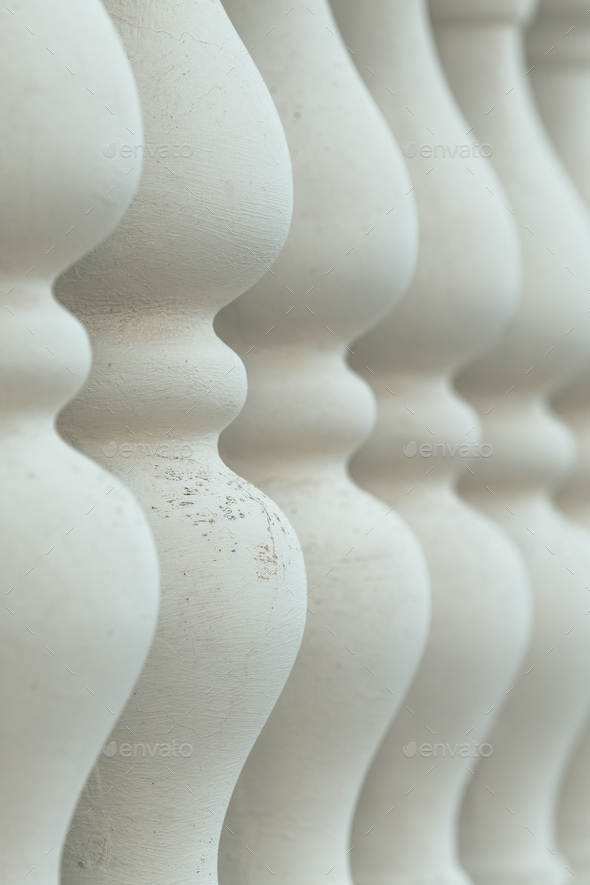 White baroque balustrade forming pattern, vintage retro architectural ...