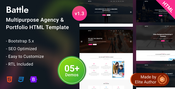 Battle - Startup Agency Portfolio Bootstrap 5 Template by EnvyTheme