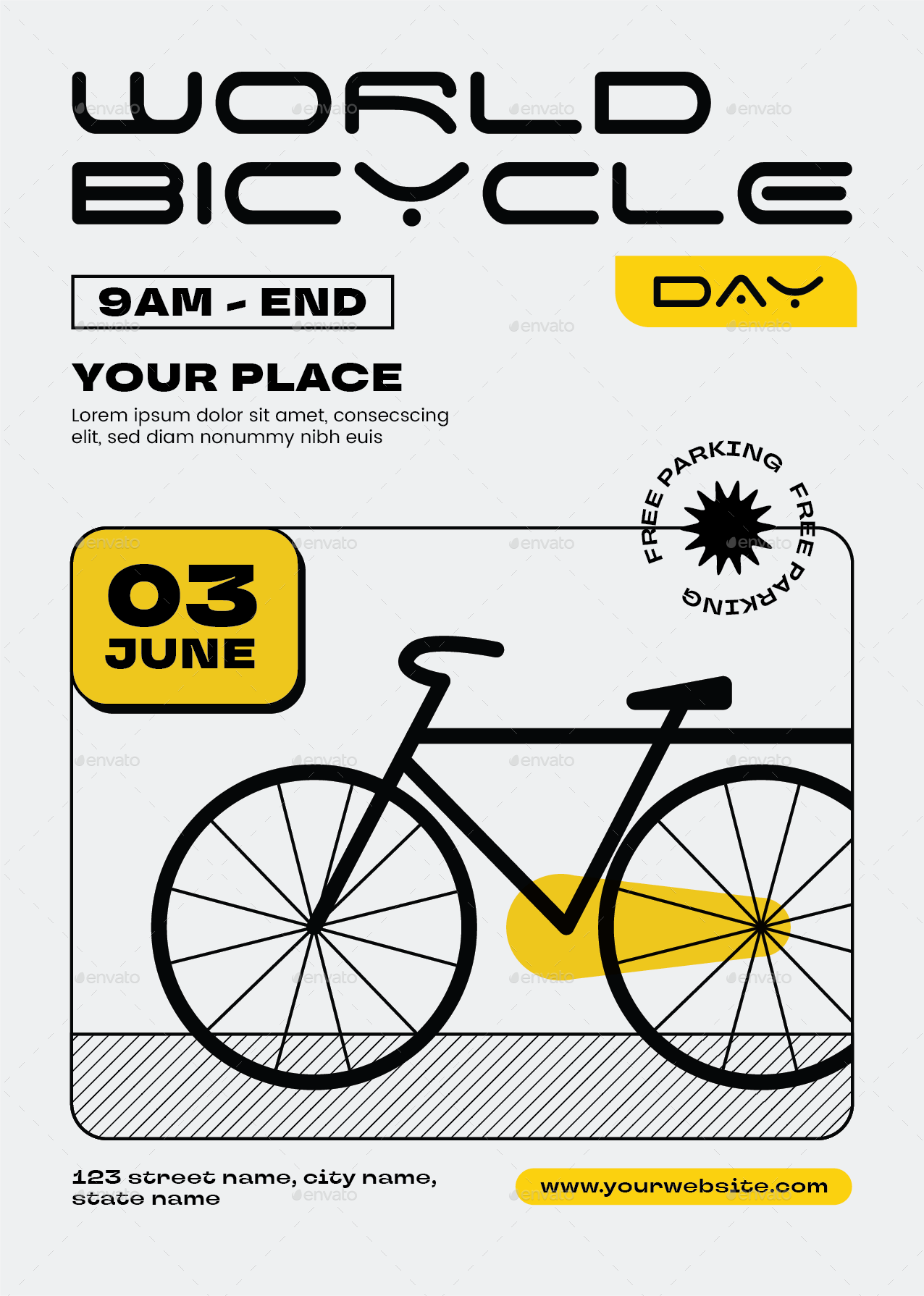 World Bicycle Day Flyer, Print Templates | GraphicRiver