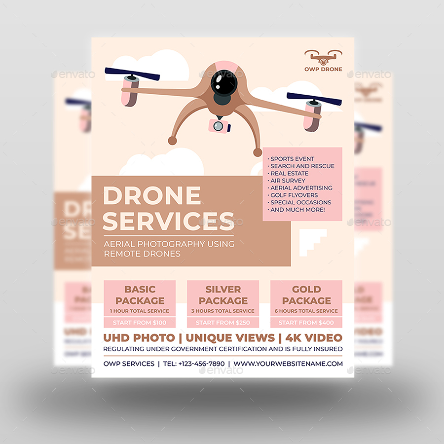 Drone Services Flyer Template Vol.2, Print Templates | GraphicRiver