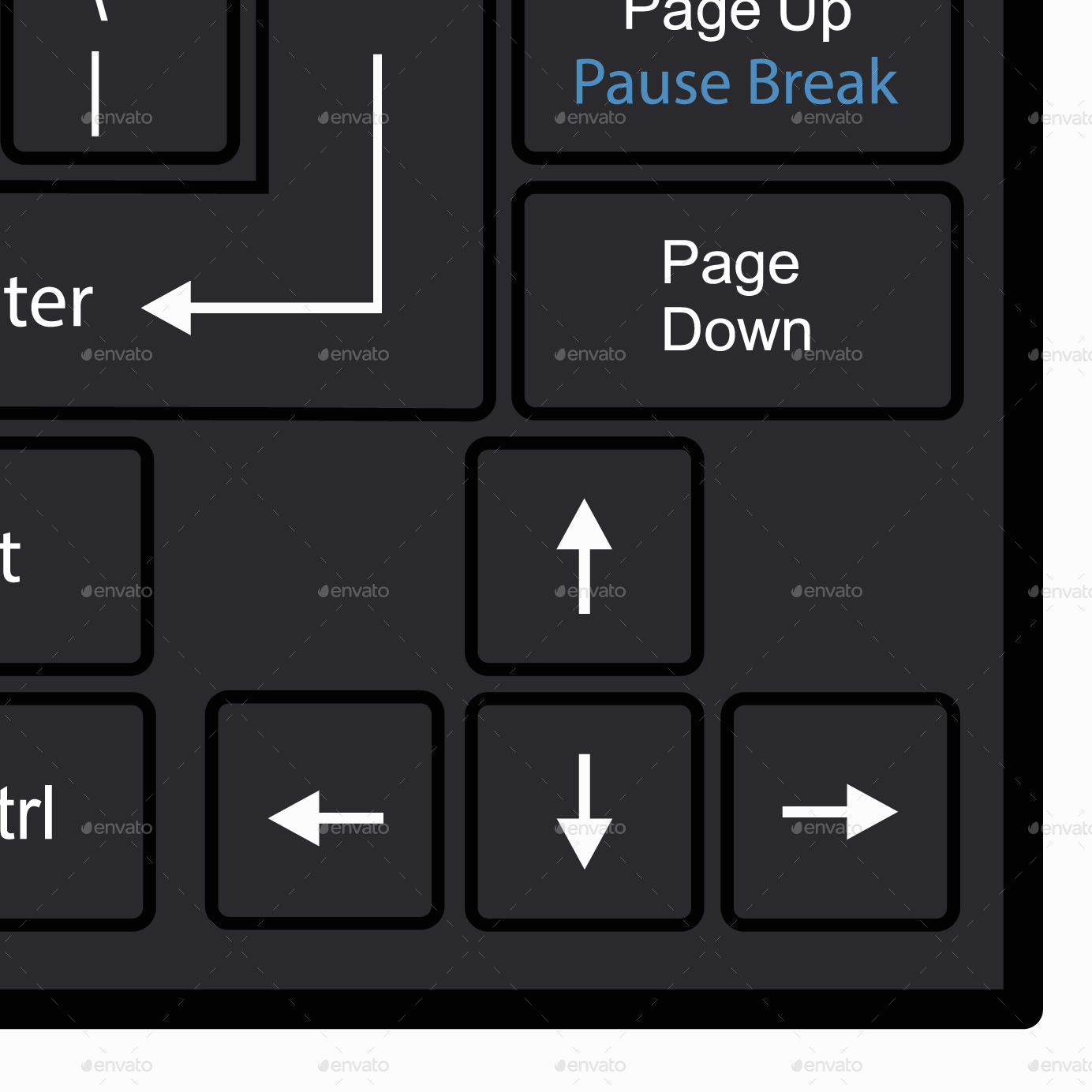 Black computer keyboard adjustable vector art office graphic tech ...