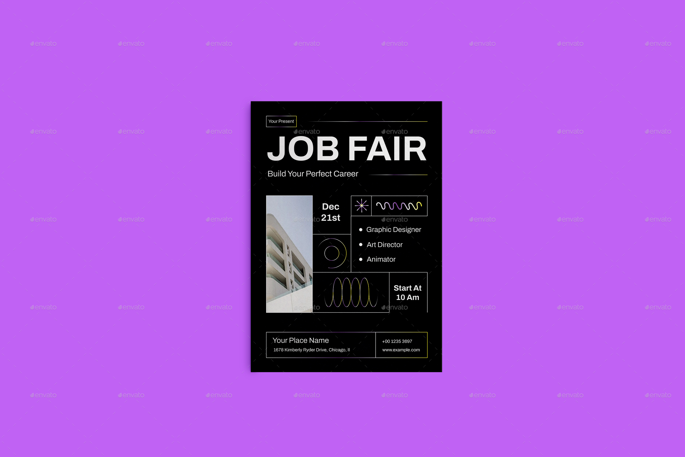 Gradient Black White Minimalist Job Fair Invitation Flyer, Print Templates