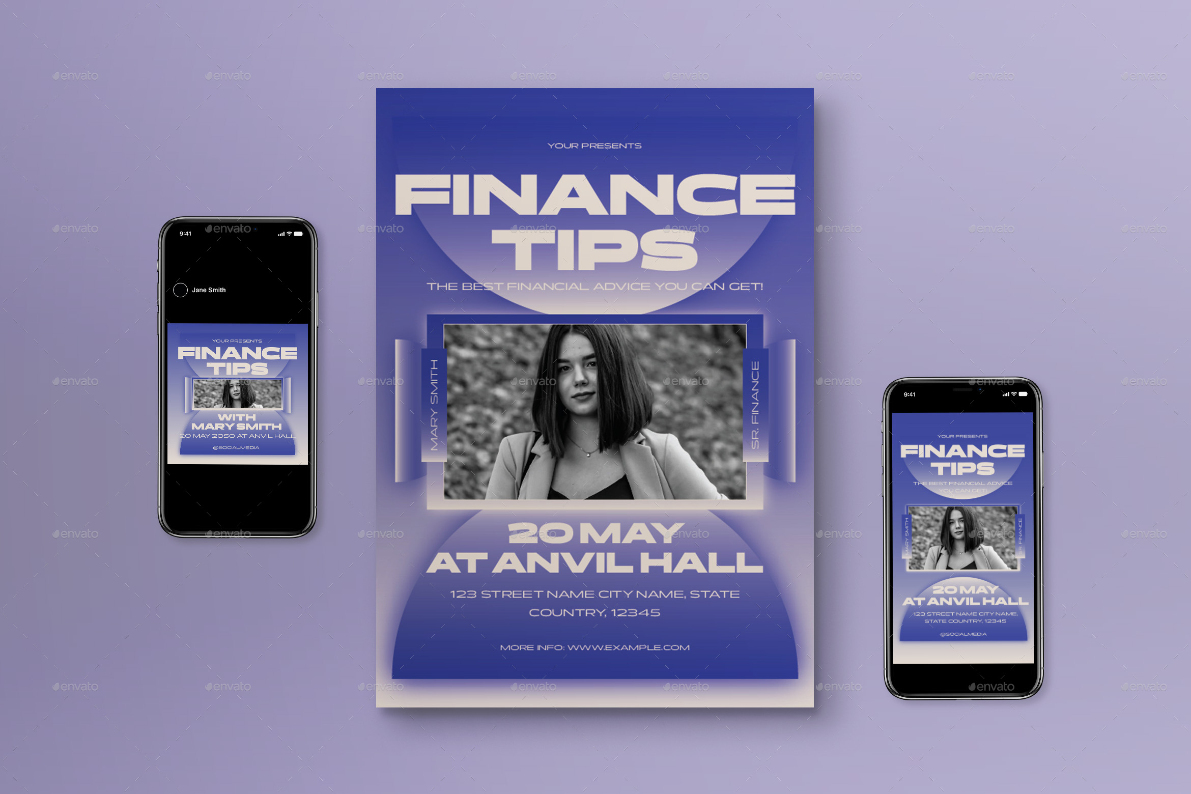 Purple Gradient Finance Tips Flyer Set, Print Templates | GraphicRiver