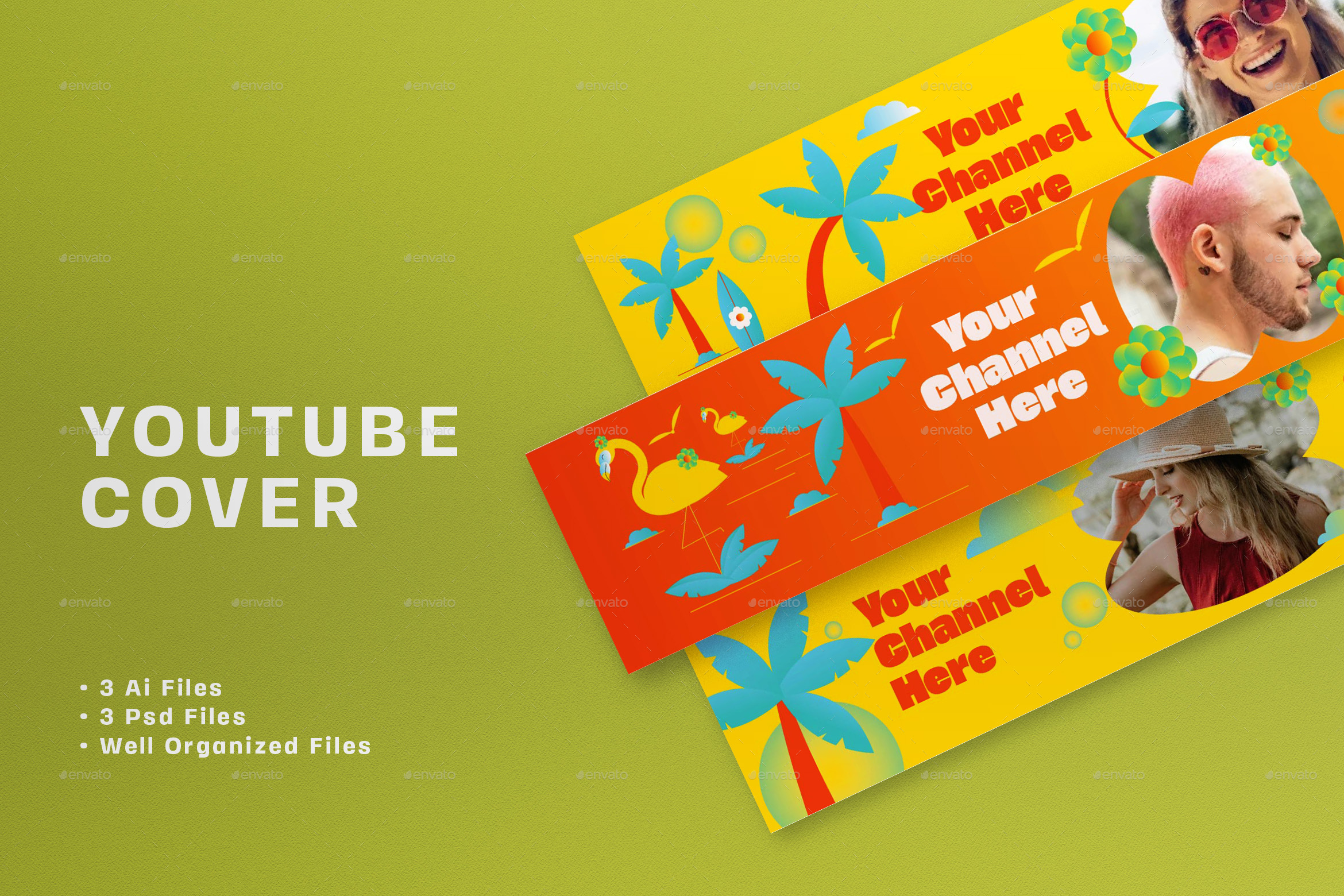 Yellow Y2k Evolution Summer YouTube Cover, Web Elements | GraphicRiver