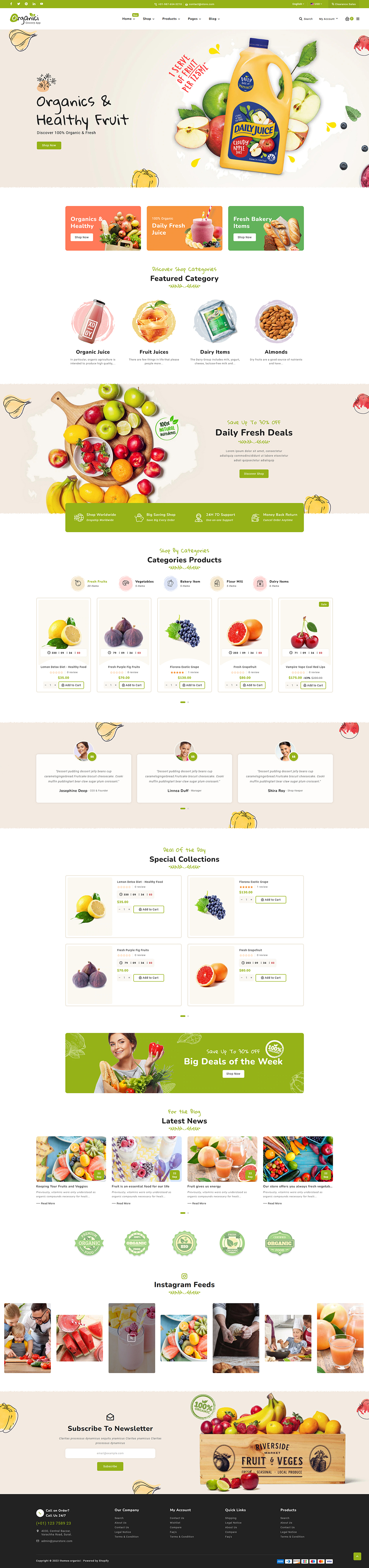 Organici - Fresh Food & Grocery Store - Shopify Multi-Purpose Theme by ...