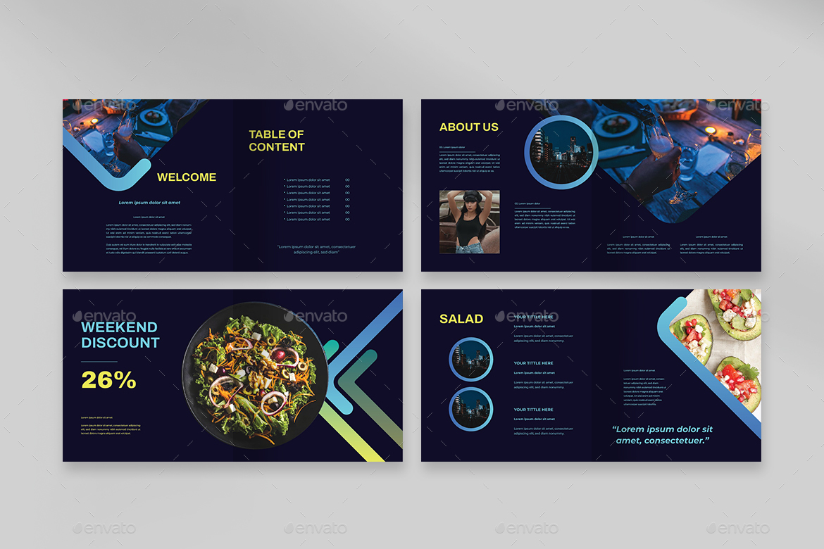 Square Restaurant Menu Brochure, Print Templates | GraphicRiver
