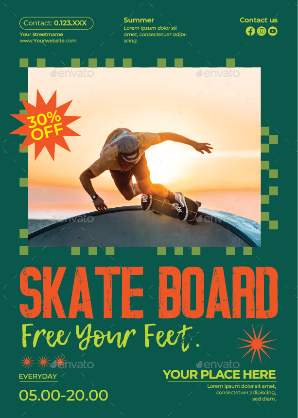 Skateboard Sale Flyer, Print Templates | GraphicRiver