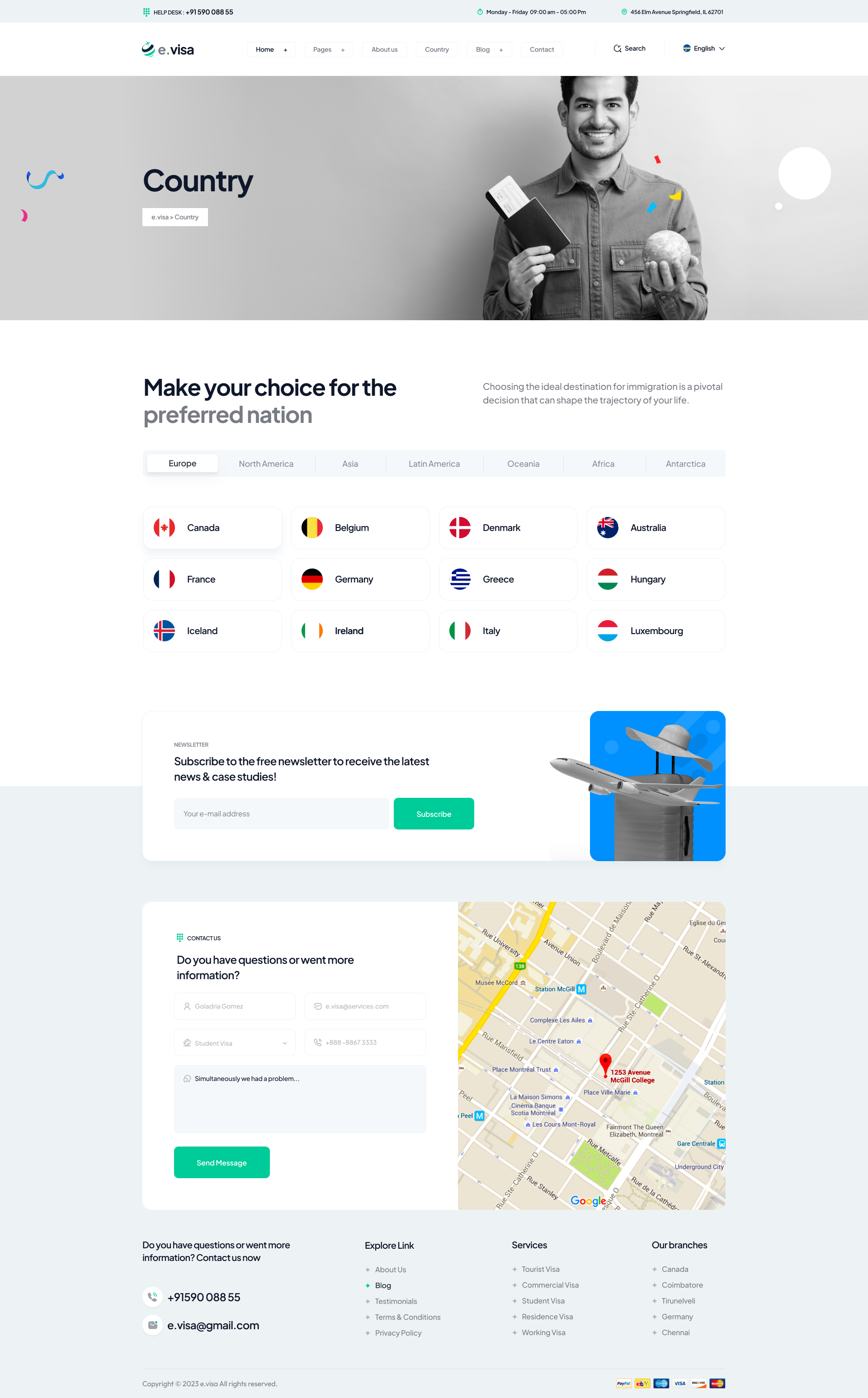 E.visa - Immigration and Visa Consulting Figma Template by Ontech_Pin