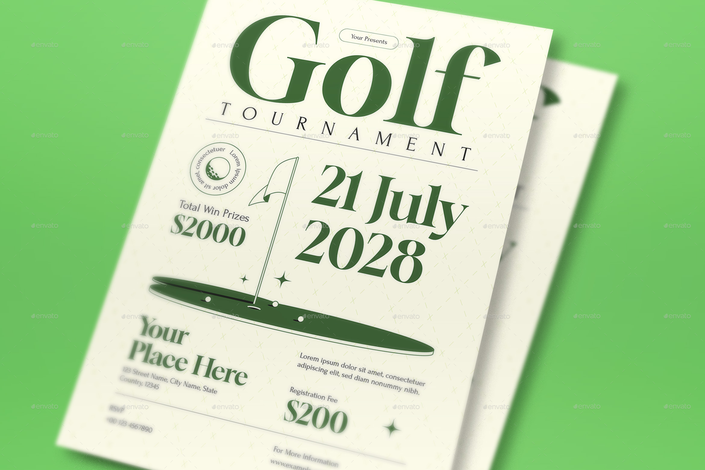 White Serif Golf Tournament Flyer Set, Print Templates | GraphicRiver